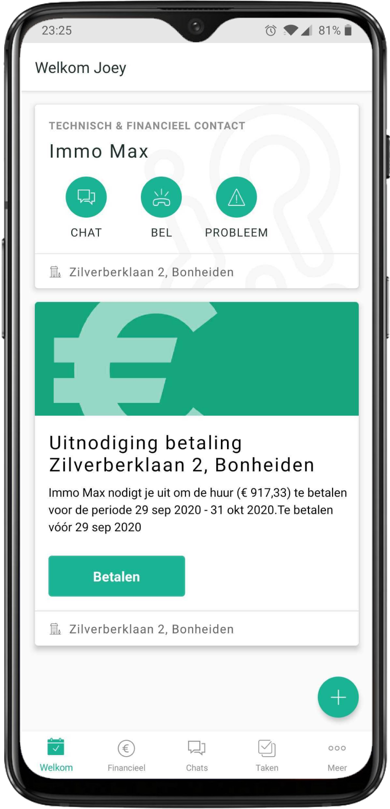 Betalen via de Rentio app – Rentio dashboard